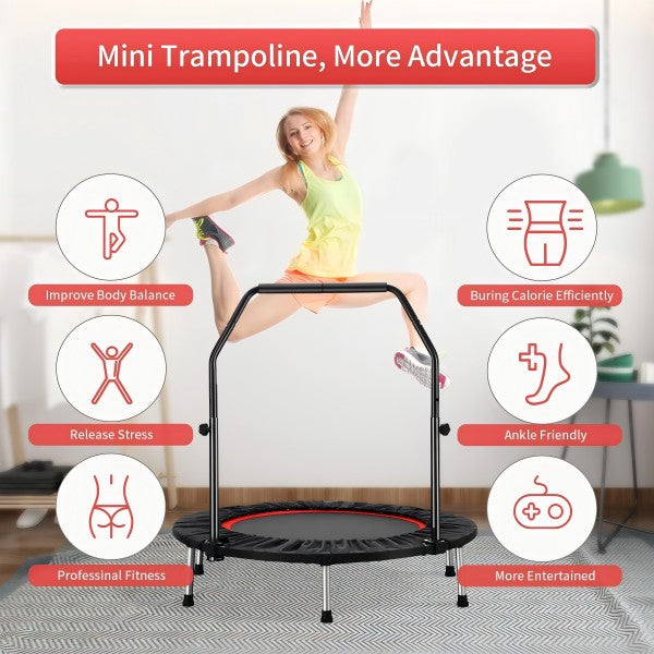 ZENOVA 40" Trampoline for Adults,Fitness Trampoline Red & Black with A