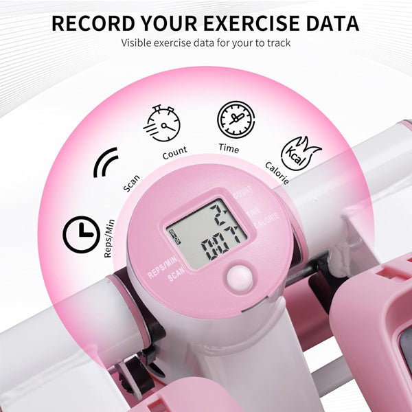 ZENOVA Pink Portable Steppers Stair Stepper with Resistance Band and M